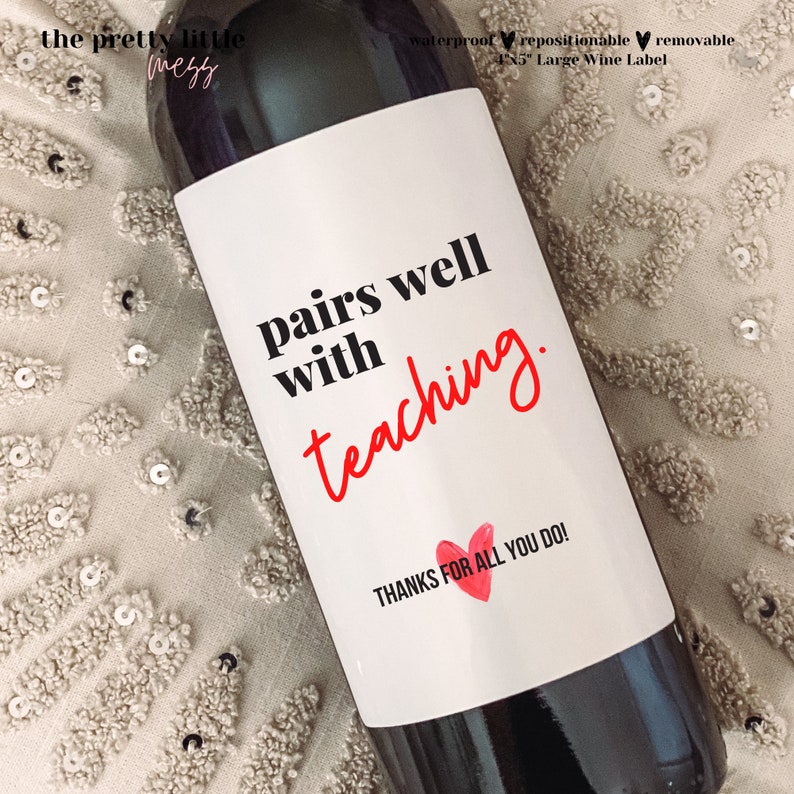 Teacher Appreciation Gift Teacher Wine Labels Gift for - Etsy