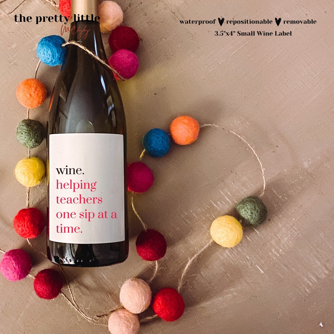 Teacher Wine Labels | SET OF 2 | Gift for Teacher | Teacher ...