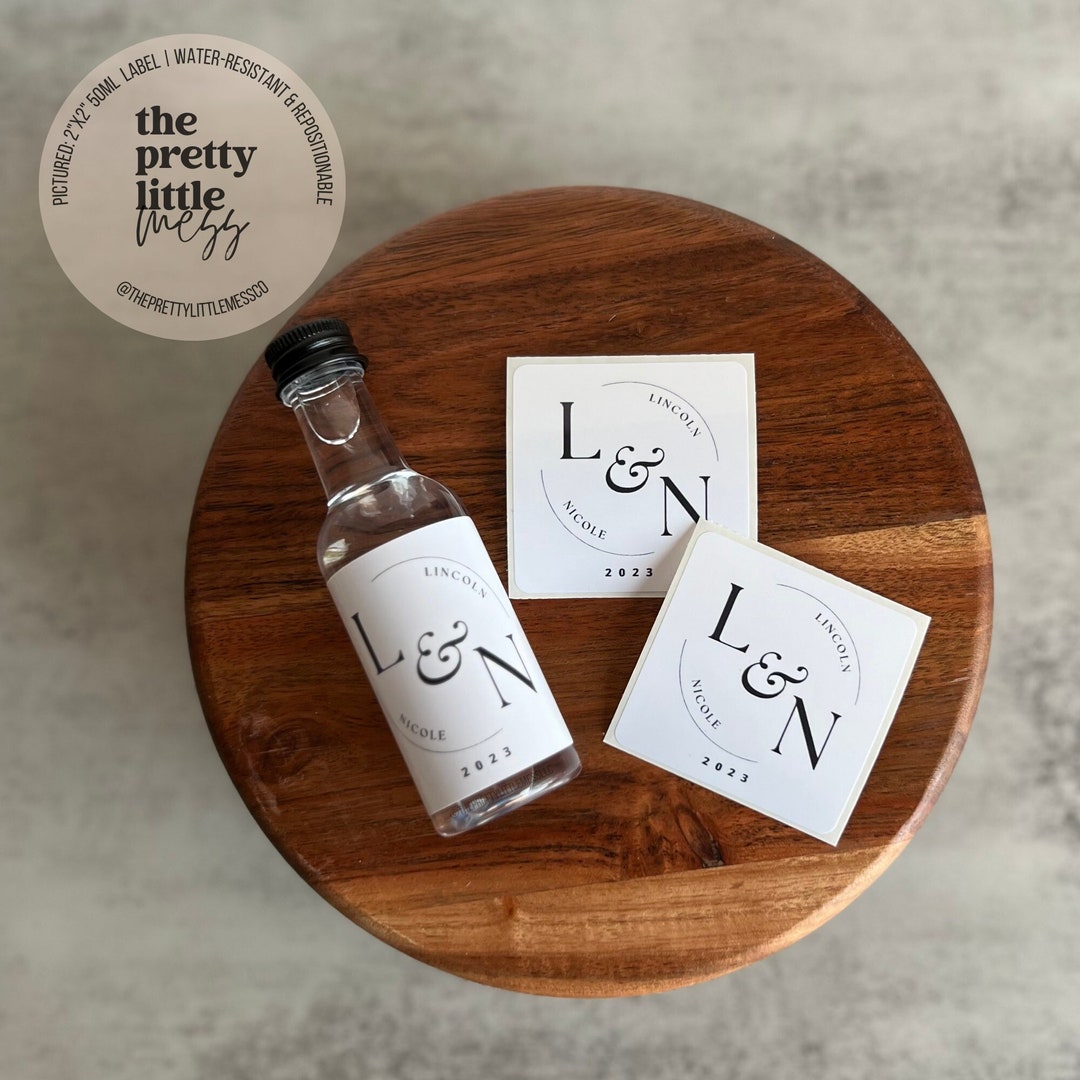 50ml Custom Wedding Mini Liquor Labels Favors, Personalized Wedding ...