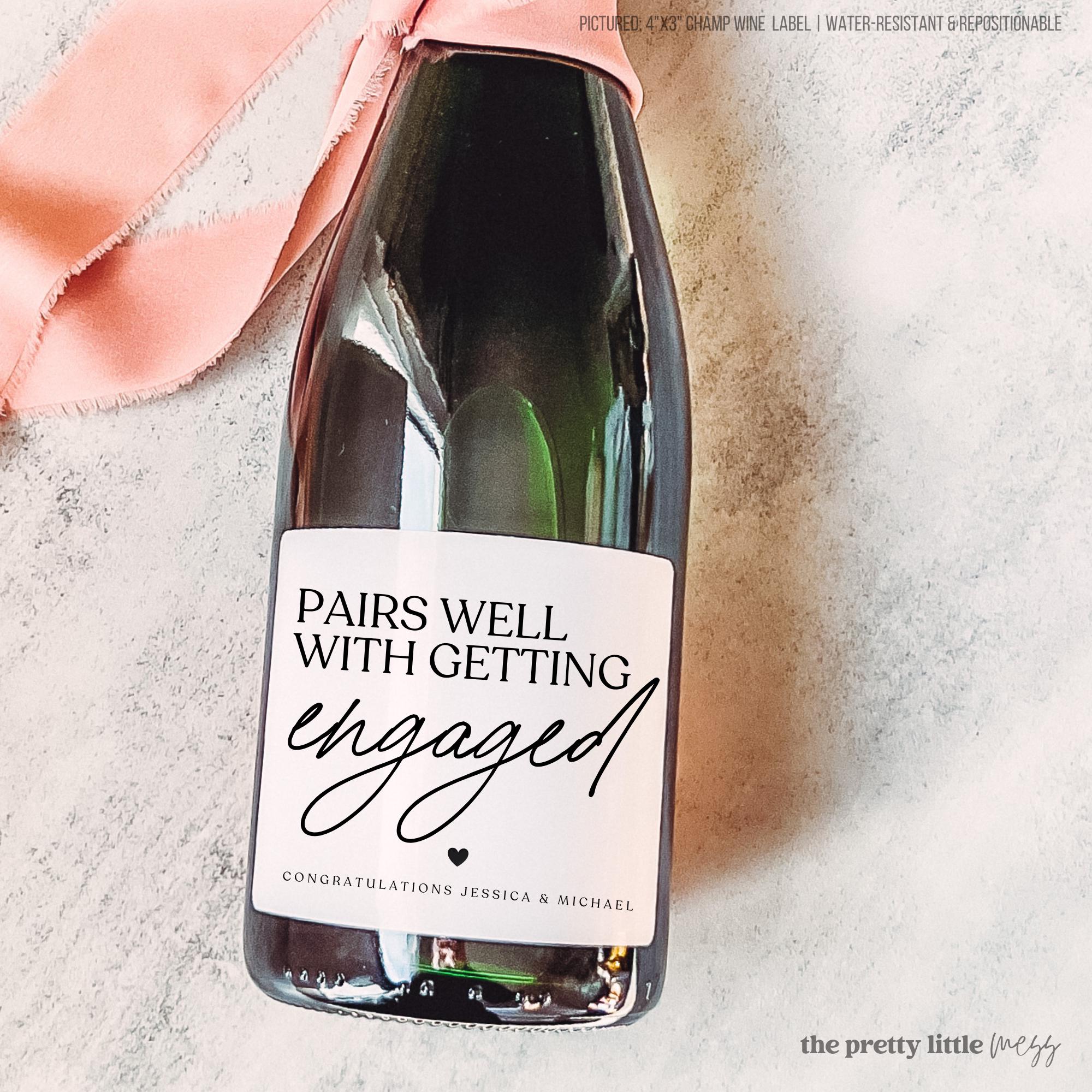 Personalized Engagement Wine Label - Newly Engaged Gift - Pairs Well ...