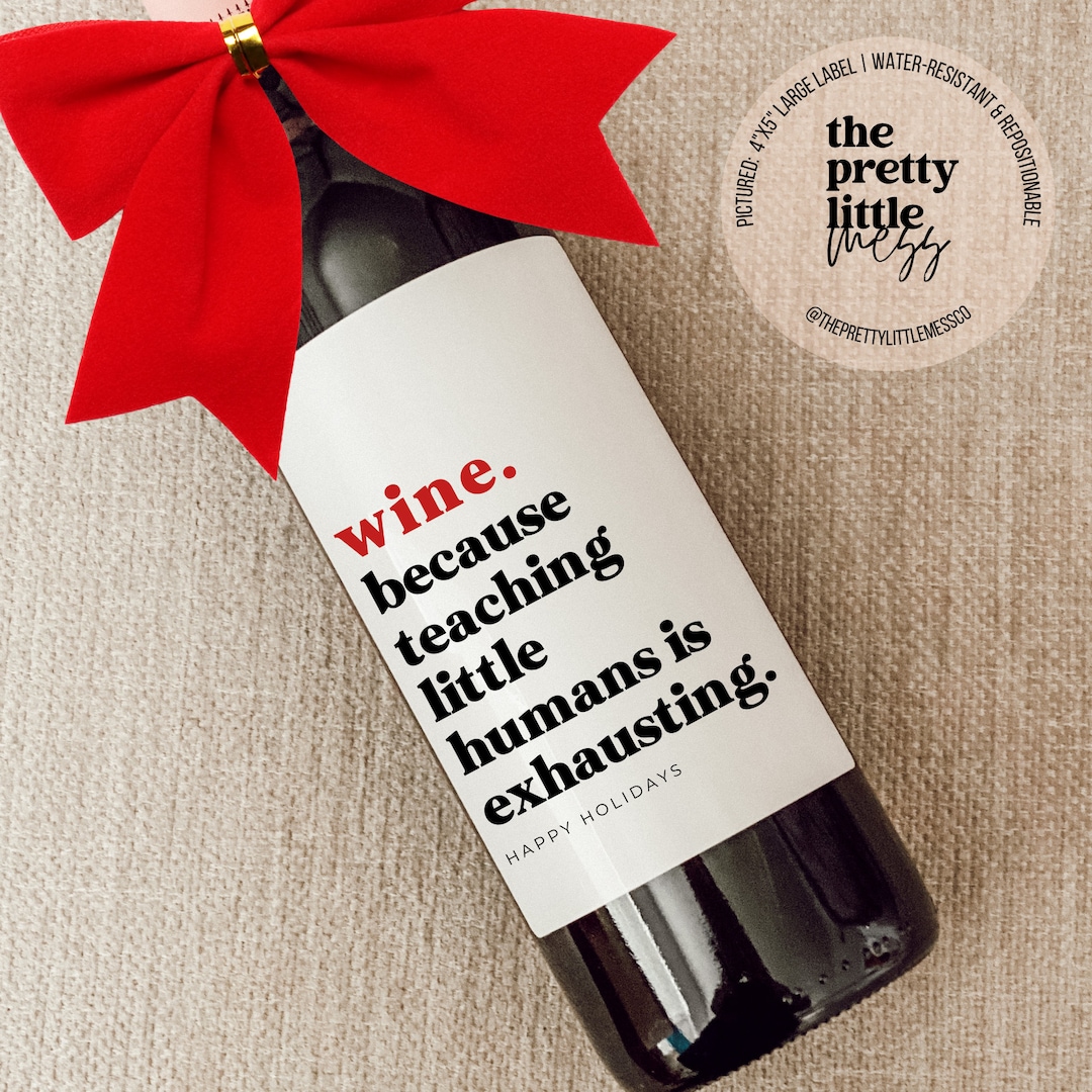 Holiday Teacher Gift Christmas Wine Label Christmas Gift for - Etsy