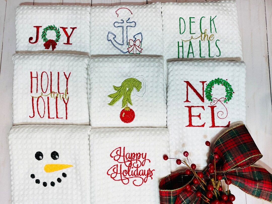 Set of Two Christmas Kitchen Towels, Christmas Towel, Holiday Towel ...