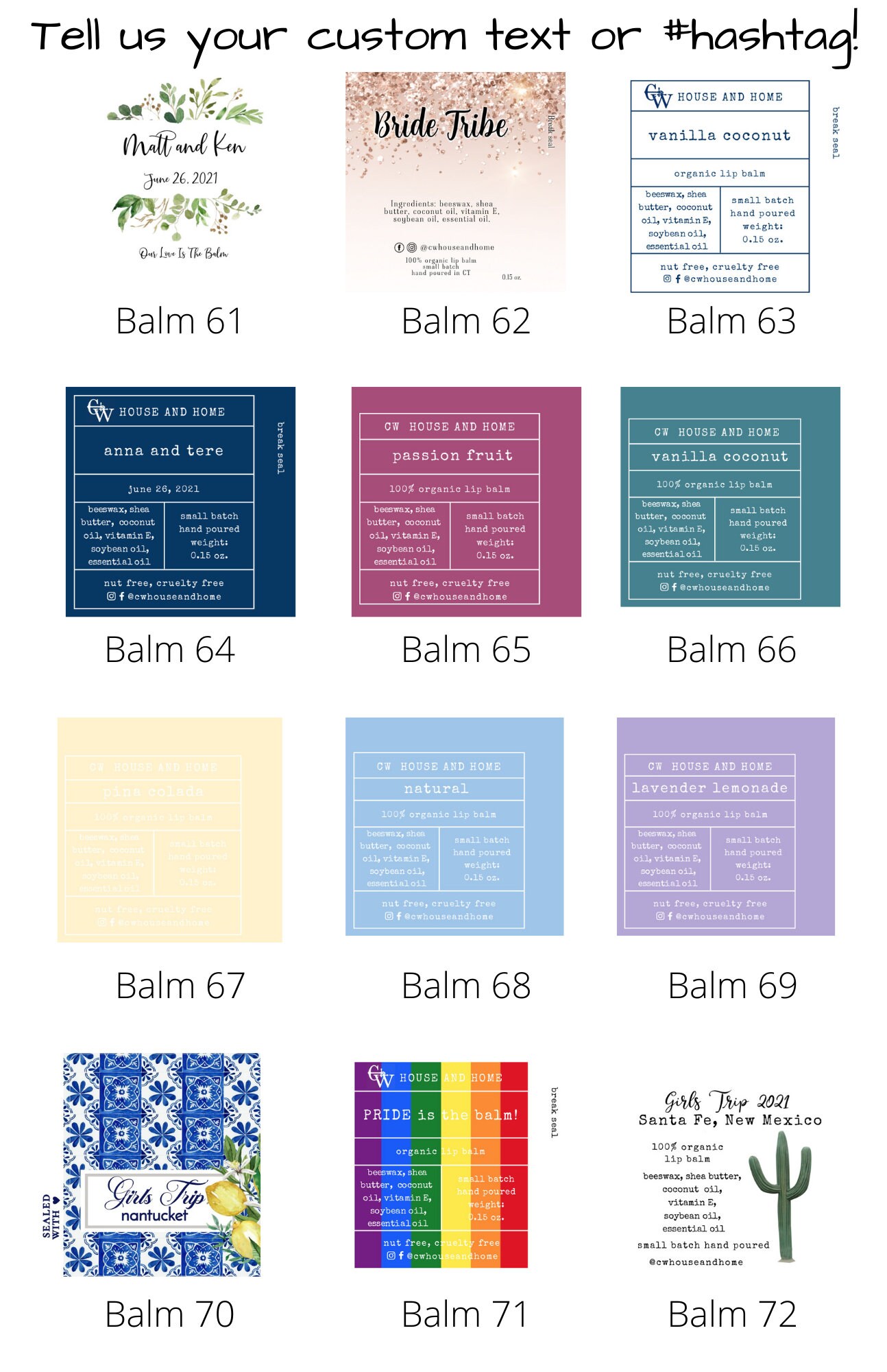 Custom Lip Balm Personalized Lip Balm Organic Lip Balm | Etsy