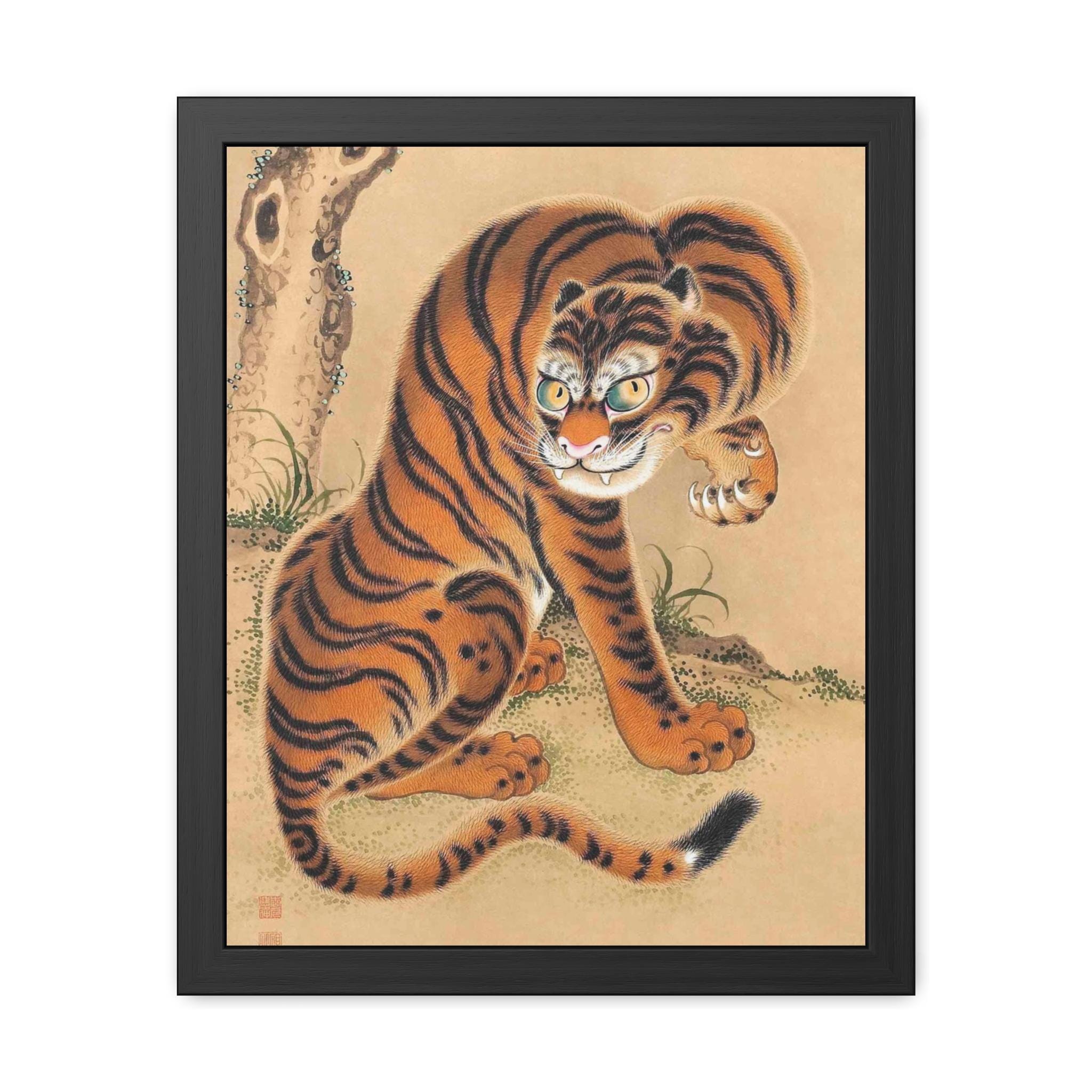 Tiger Wall Art Japanese Framed Poster Sumie E Anime Lover Gift Japandi ...
