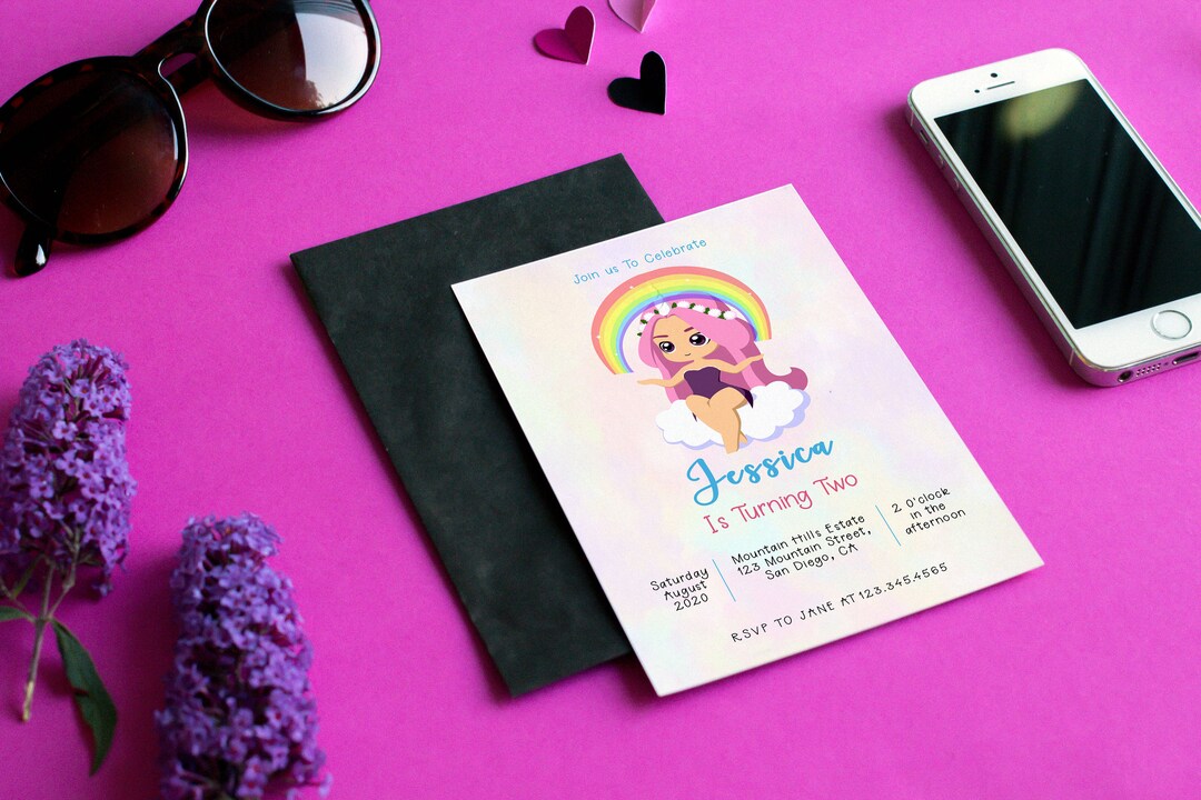 Editable Rainbow Birthday Invitation, Belle Princess Invitation ...