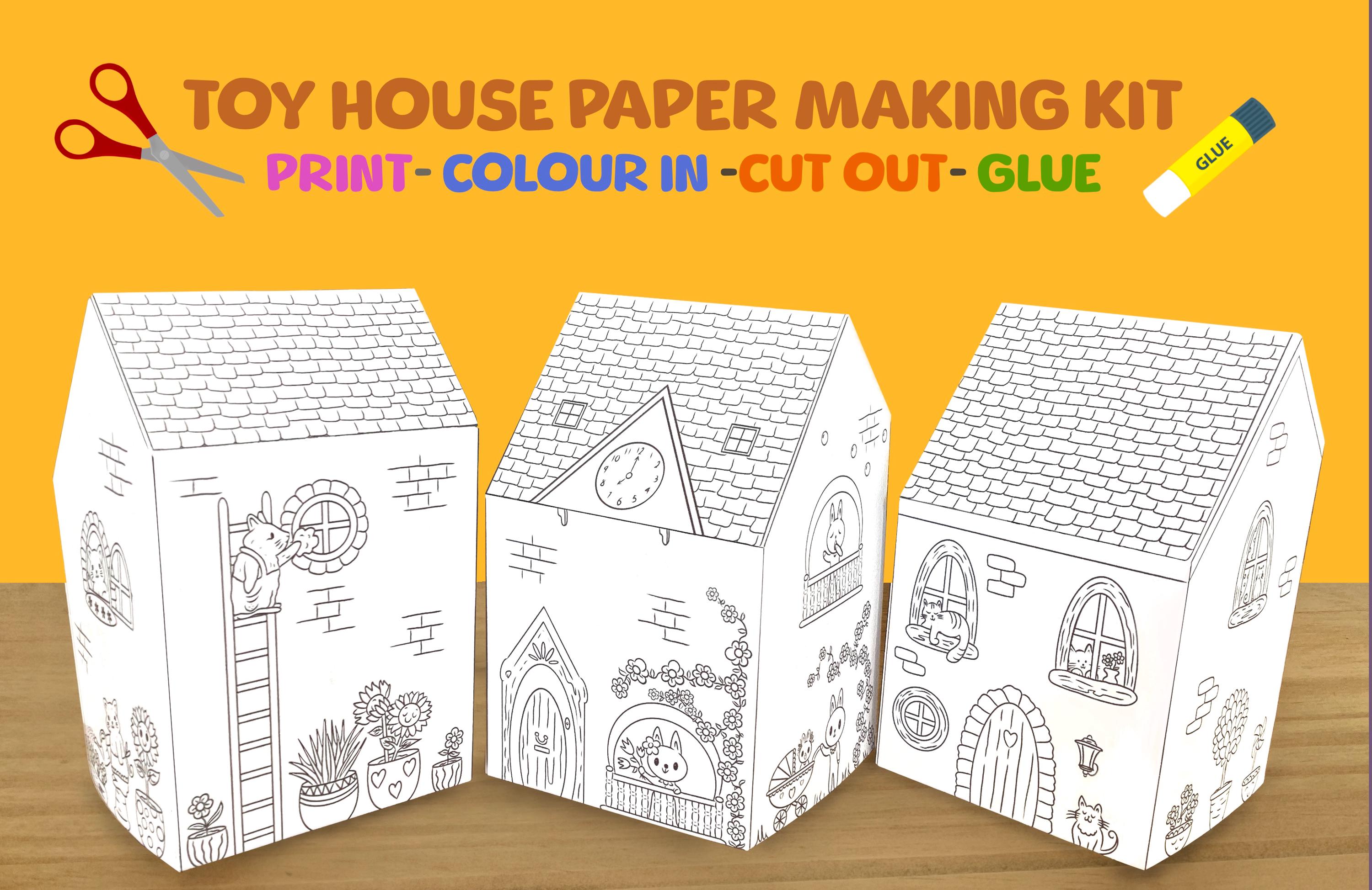 Printable Paper House Coloring Set, 3D Model (digital Download) - Etsy