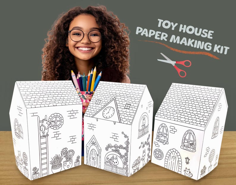 Printable Paper Houses, Printable 3D Paper House Set, Paper House Model ...