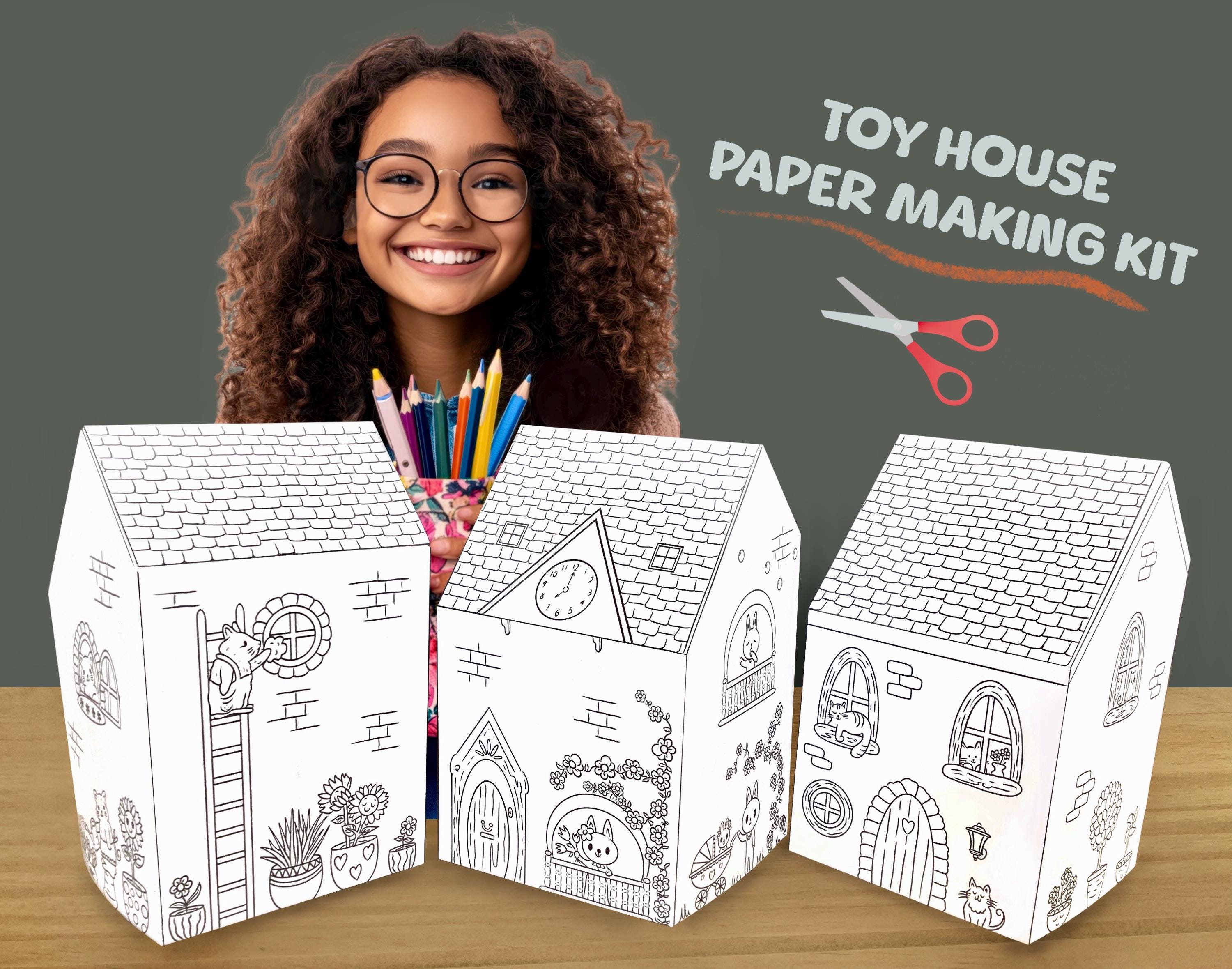 Printable Paper House Coloring Set, 3D Model (digital Download) - Etsy
