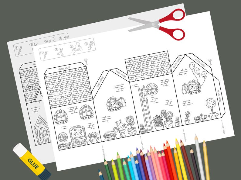 Printable Paper Houses, Printable 3D Paper House Set, Paper House Model ...