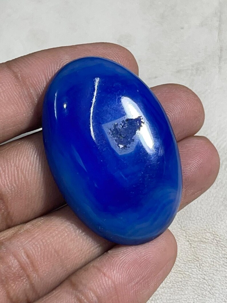 Natural Blue Colour Druzy Agate Cabochon,deid Colour Stone, Shield ...