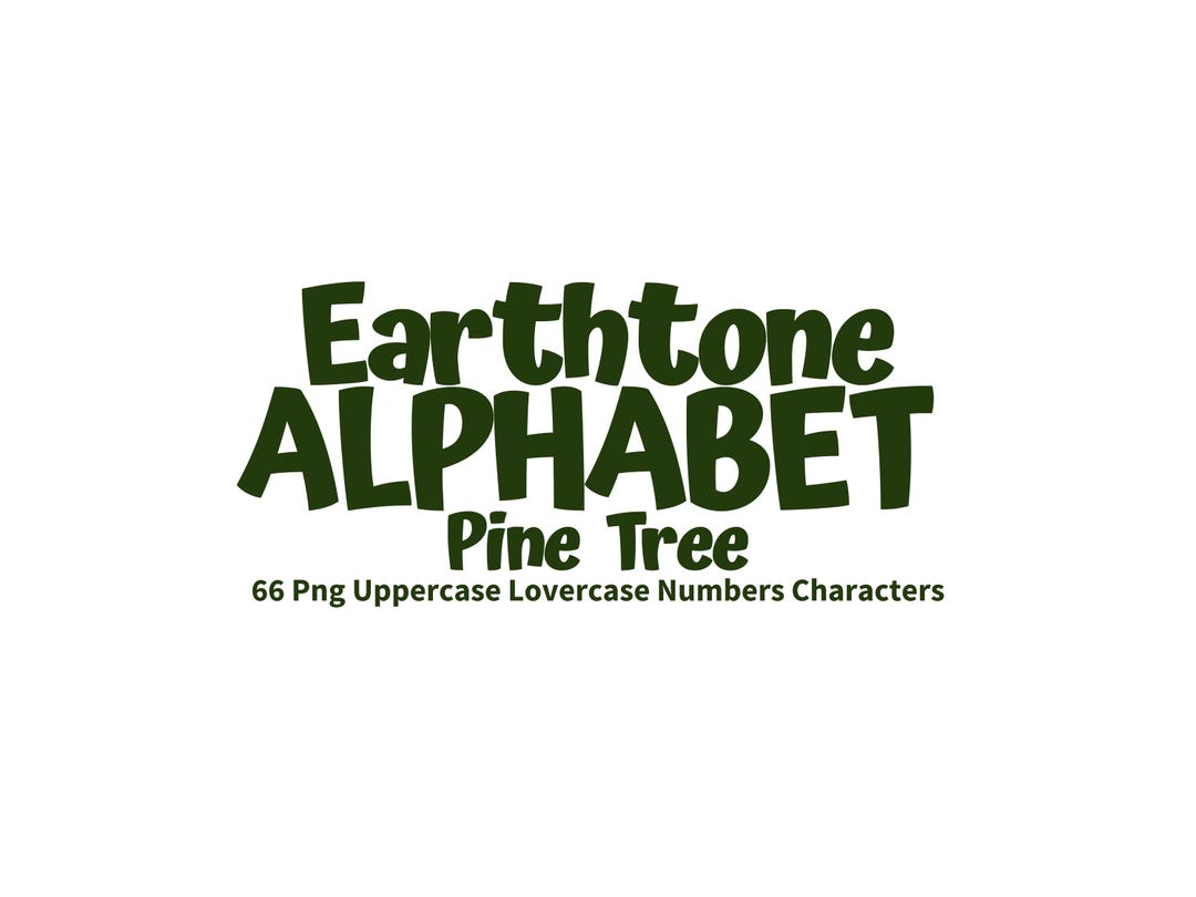Pine Tree Alphabet Commercial Use Print on Demand Pod, Earthtone Green ...