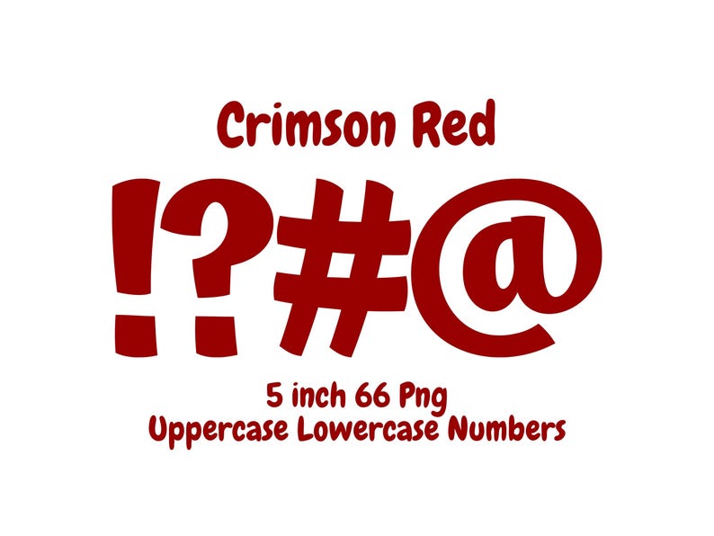 Crimson Red Alphabet Clipart for Commercial Use Print on Demand Pod ...