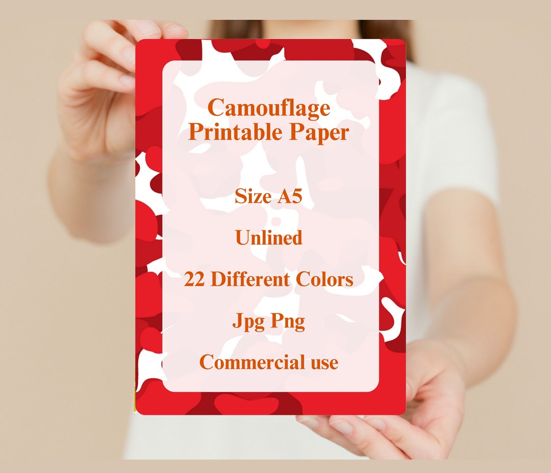 Camouflage Notepads Unlined Letter, Printable A5 Size Stationery ...