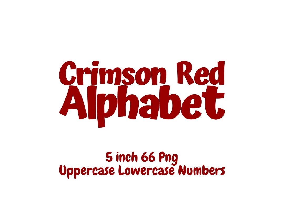 Crimson Red Alphabet Clipart for Commercial Use Print on Demand Pod ...