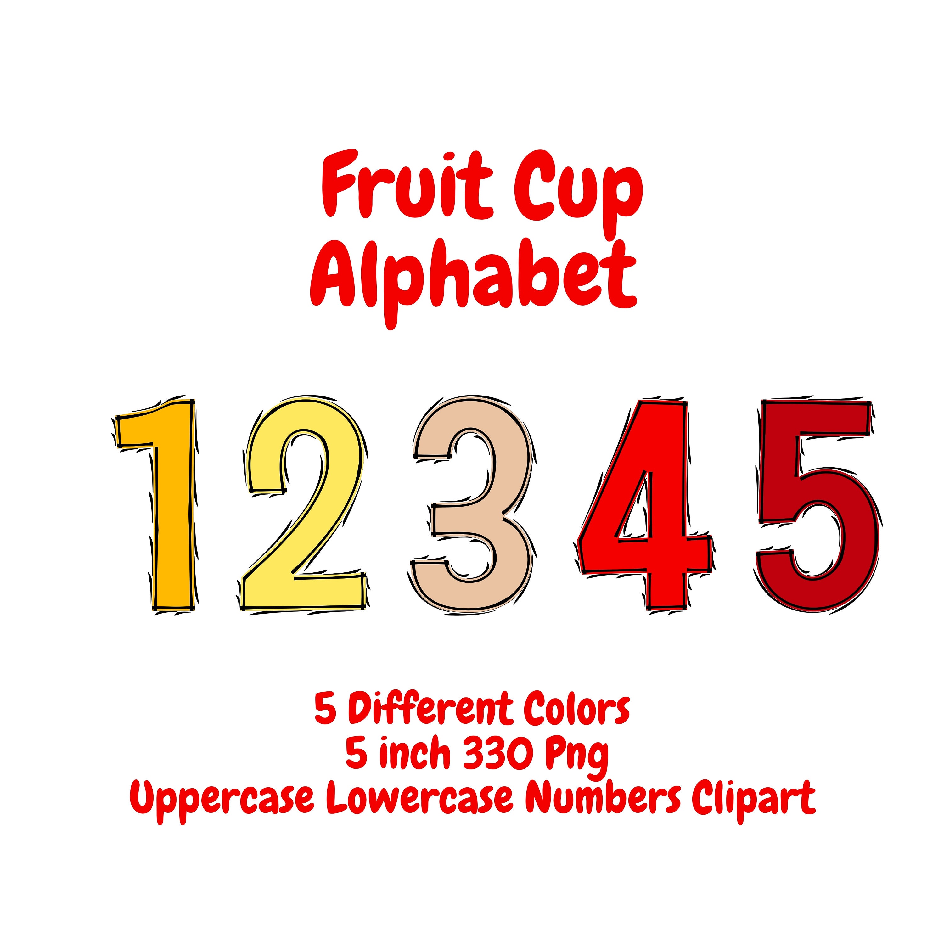 Fruit Cup Alphabet Clipart Printable Png Uppercase Lowercase Number ...