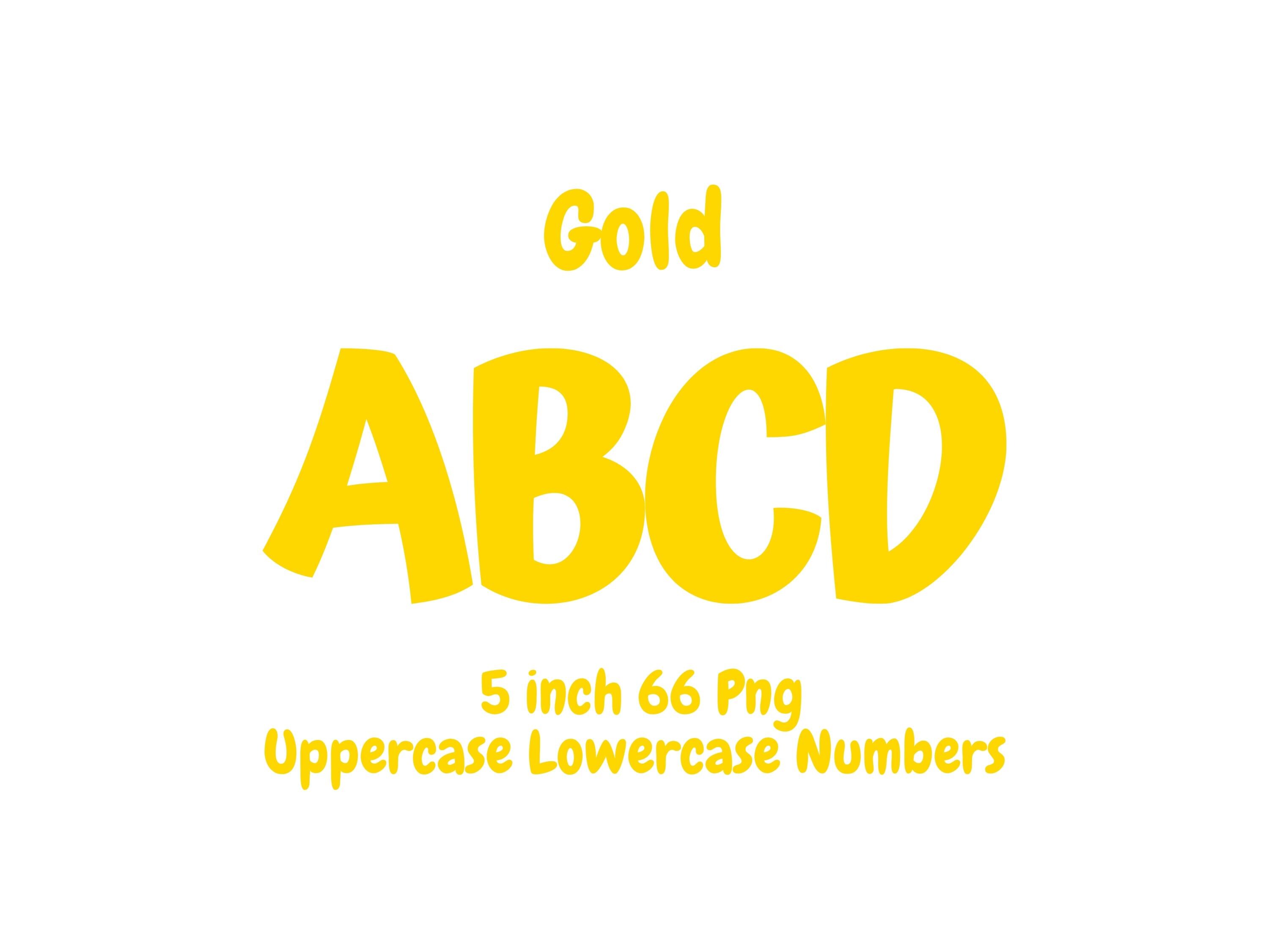 Gold Alphabet Clipart for Commercial Use, Yellow Uppercase Lowercase ...