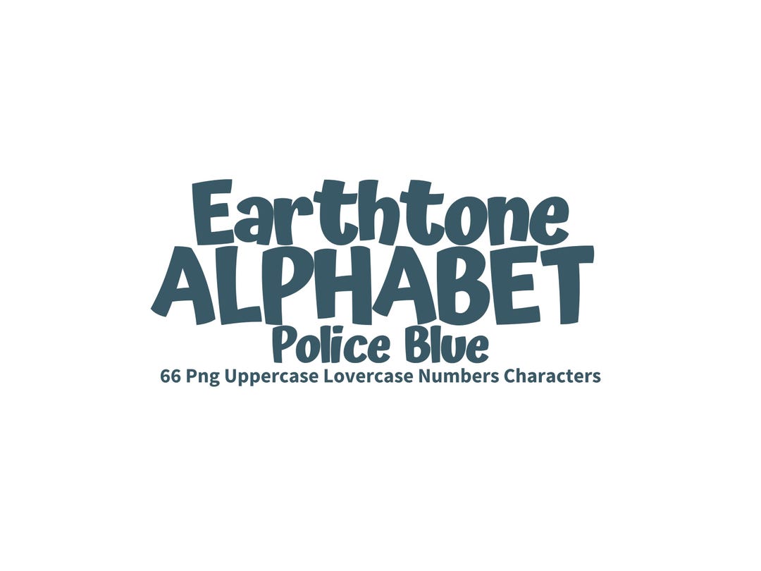 Police Blue Alphabet Commercial Use Print on Demand Pod, Earthtone ...