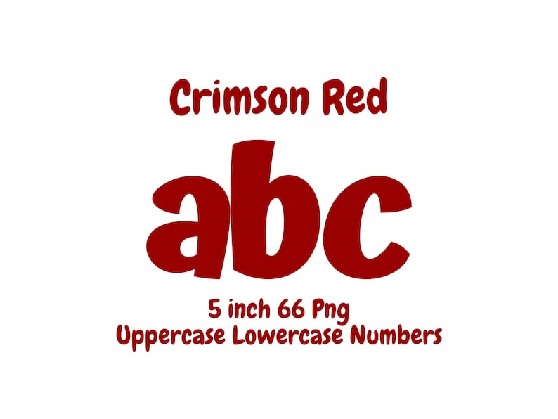 Crimson Red Alphabet Clipart for Commercial Use Print on Demand Pod ...