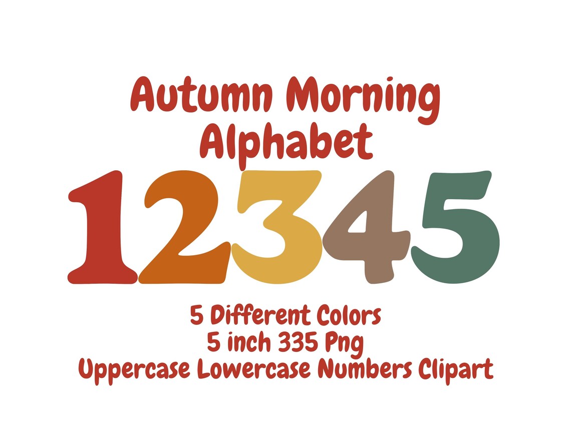 Autumn Morning Alphabet Clipart for Commercial Use, Fall Colors Numbers ...