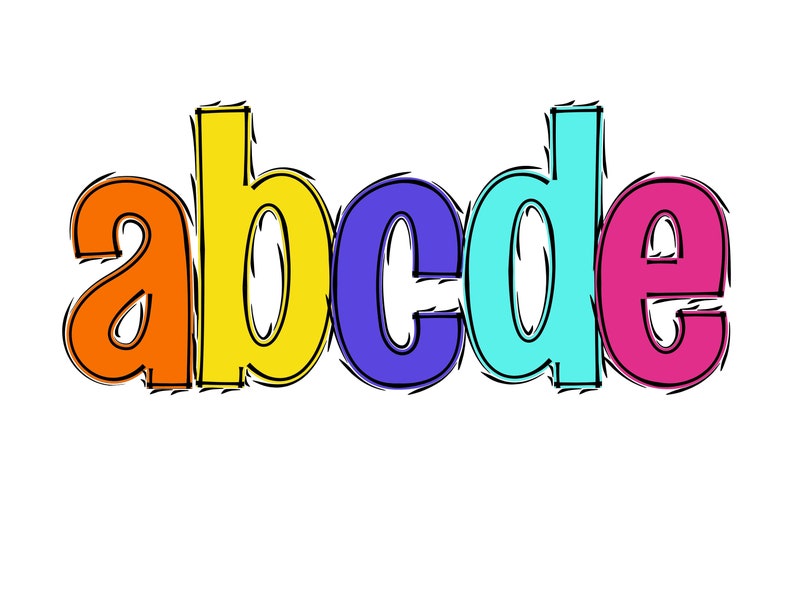 Childish Glee ABC Alphabet Clipart Commercial Use, 5 Bright Colors PNG ...