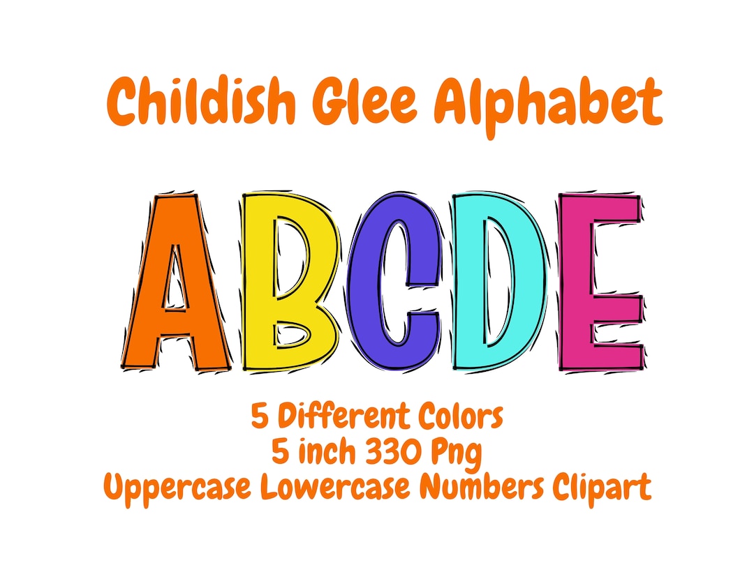 Childish Glee ABC Alphabet Clipart Commercial Use, 5 Bright Colors PNG ...