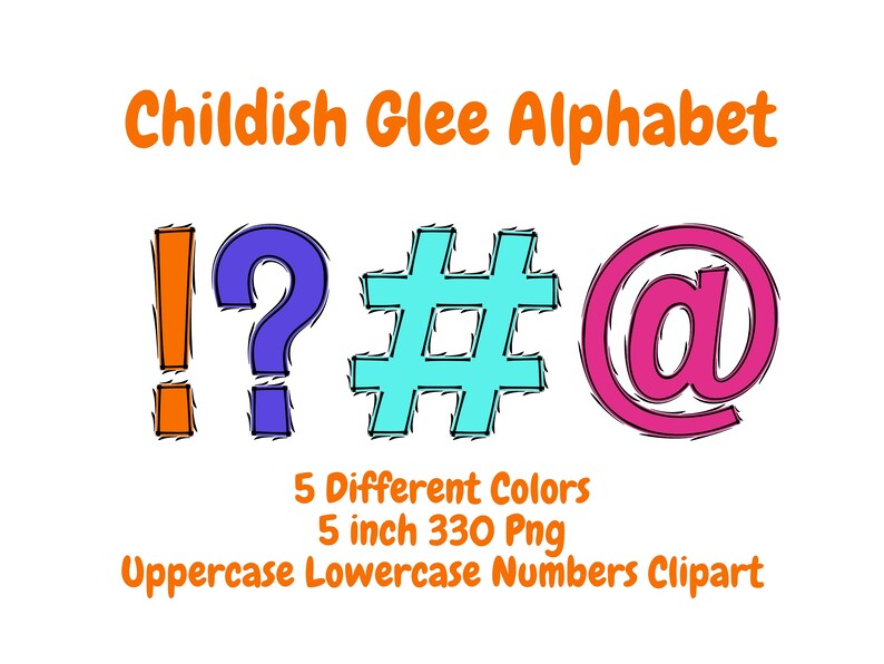 Childish Glee ABC Alphabet Clipart Commercial Use, 5 Bright Colors PNG ...