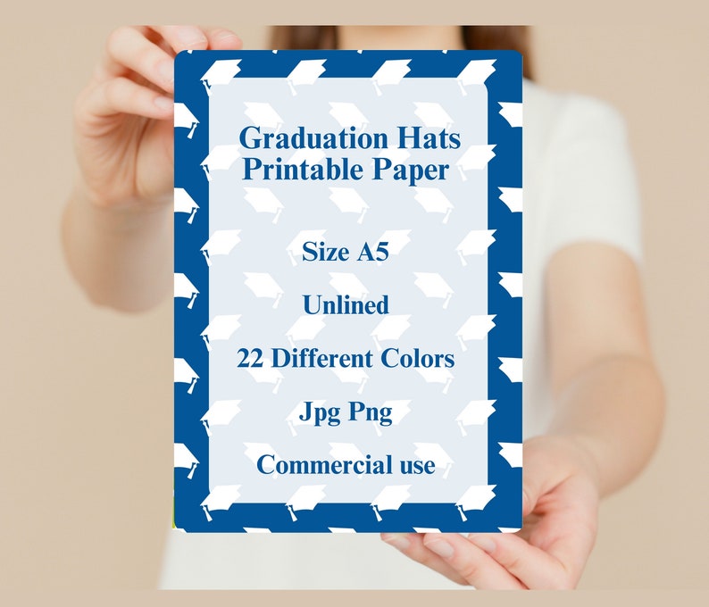 Graduation Hats Stationery Unlined Paper, Download A5 Size Notepad ...