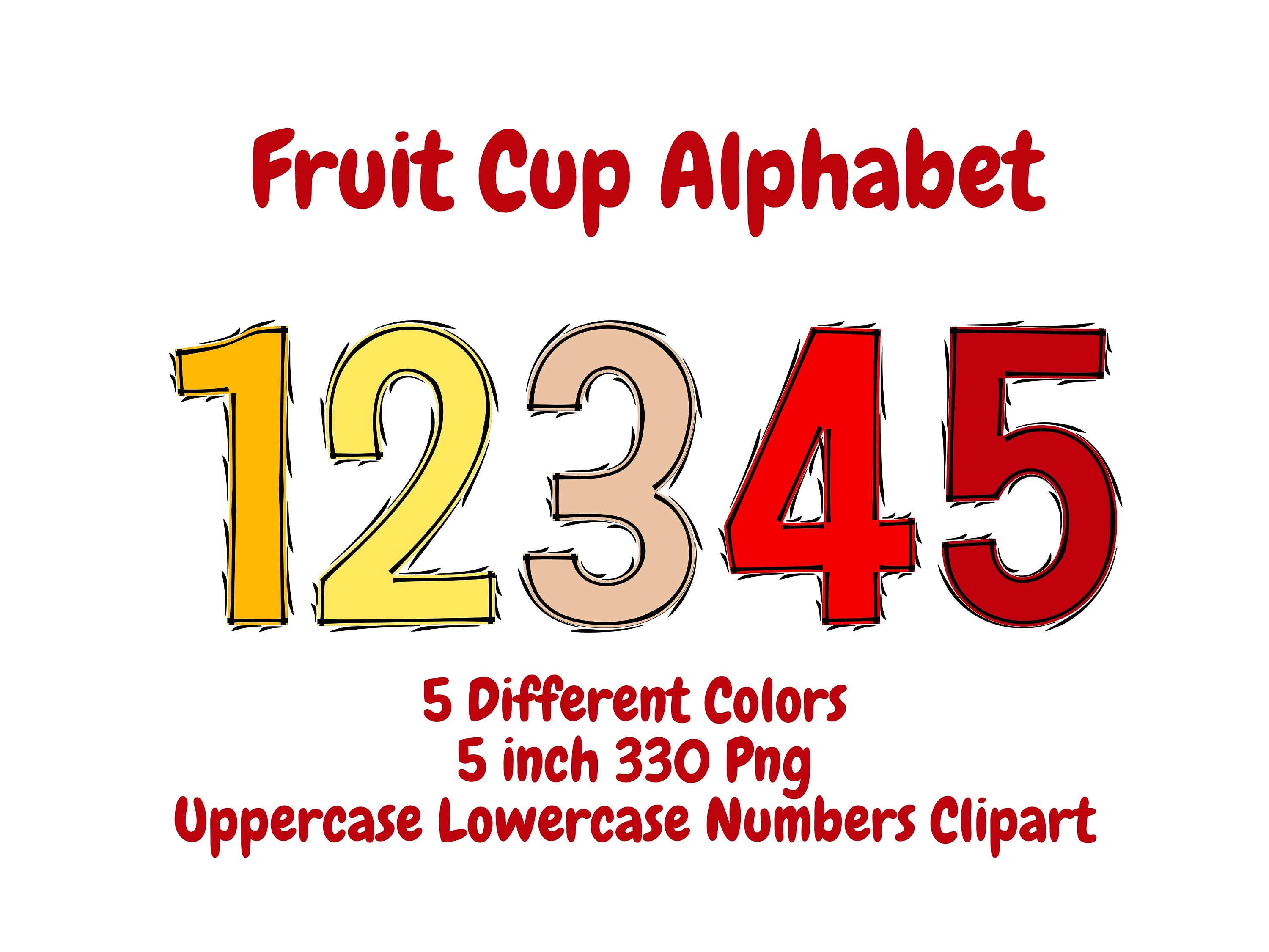 Fruit Cup Alphabet Clipart Printable Png Uppercase Lowercase Number ...