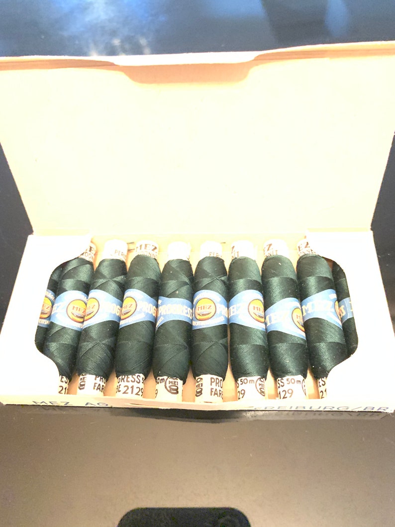 Vintage NOS Progress Sewing Thread From MEZ 10 X 50 Meters Black 1613 ...