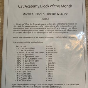 Java House Quilts CAT ACATEMY Block 5 Thelma & Louise Pattern by Karen ...