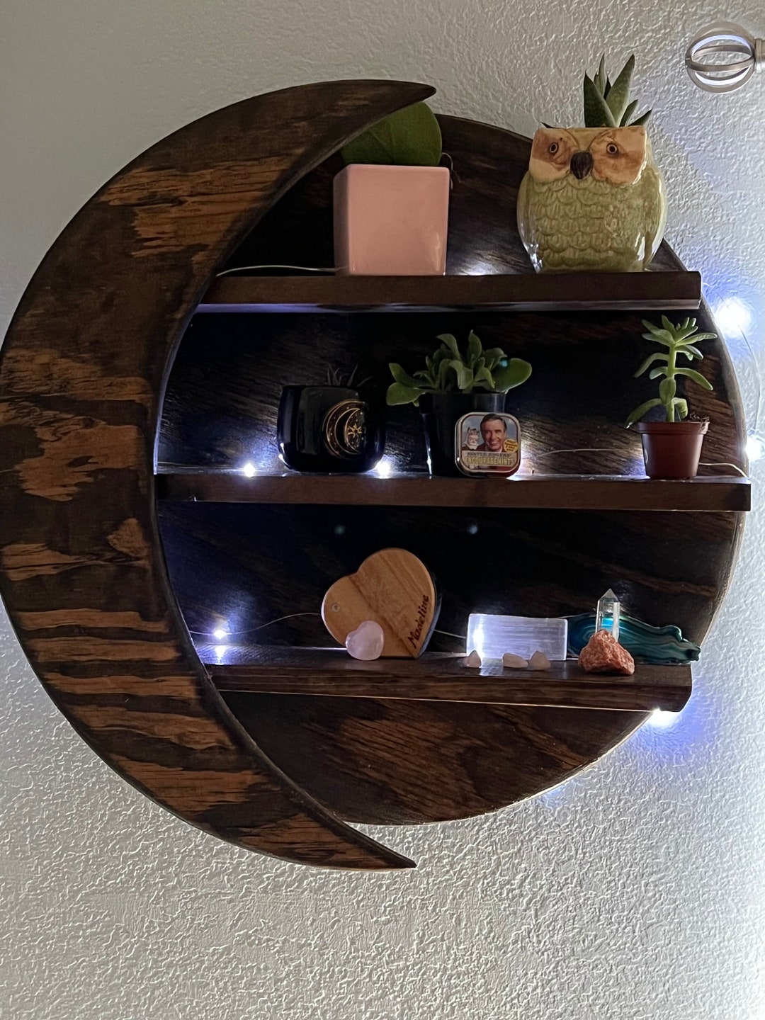 Large 22 X 5 Wooden Moon Wall Shelf Hand Made Moon Shelf Made to Order ...
