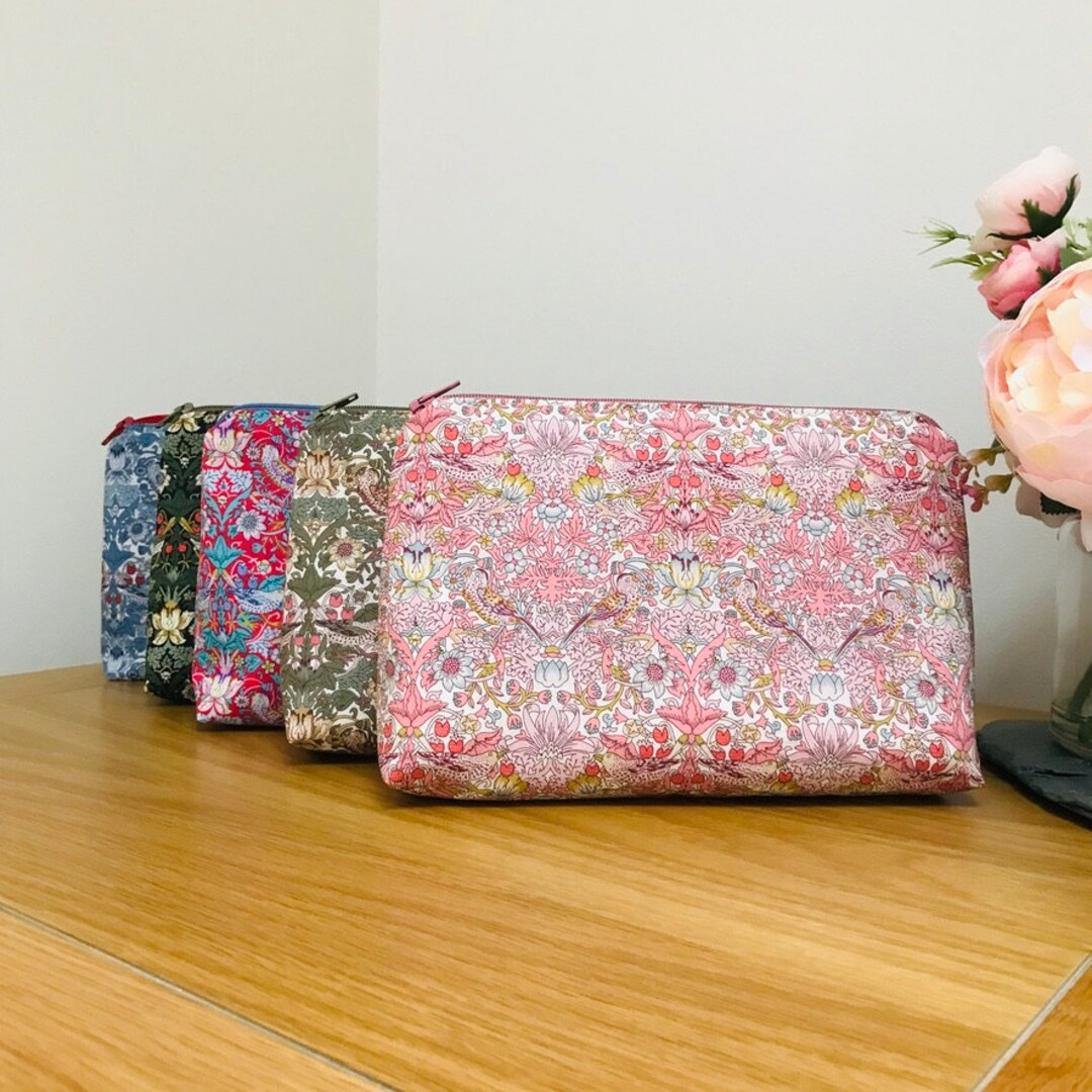 Liberty Tana Lawn Strawberry Thief Fabric Make up Bag, Toiletries Bag ...