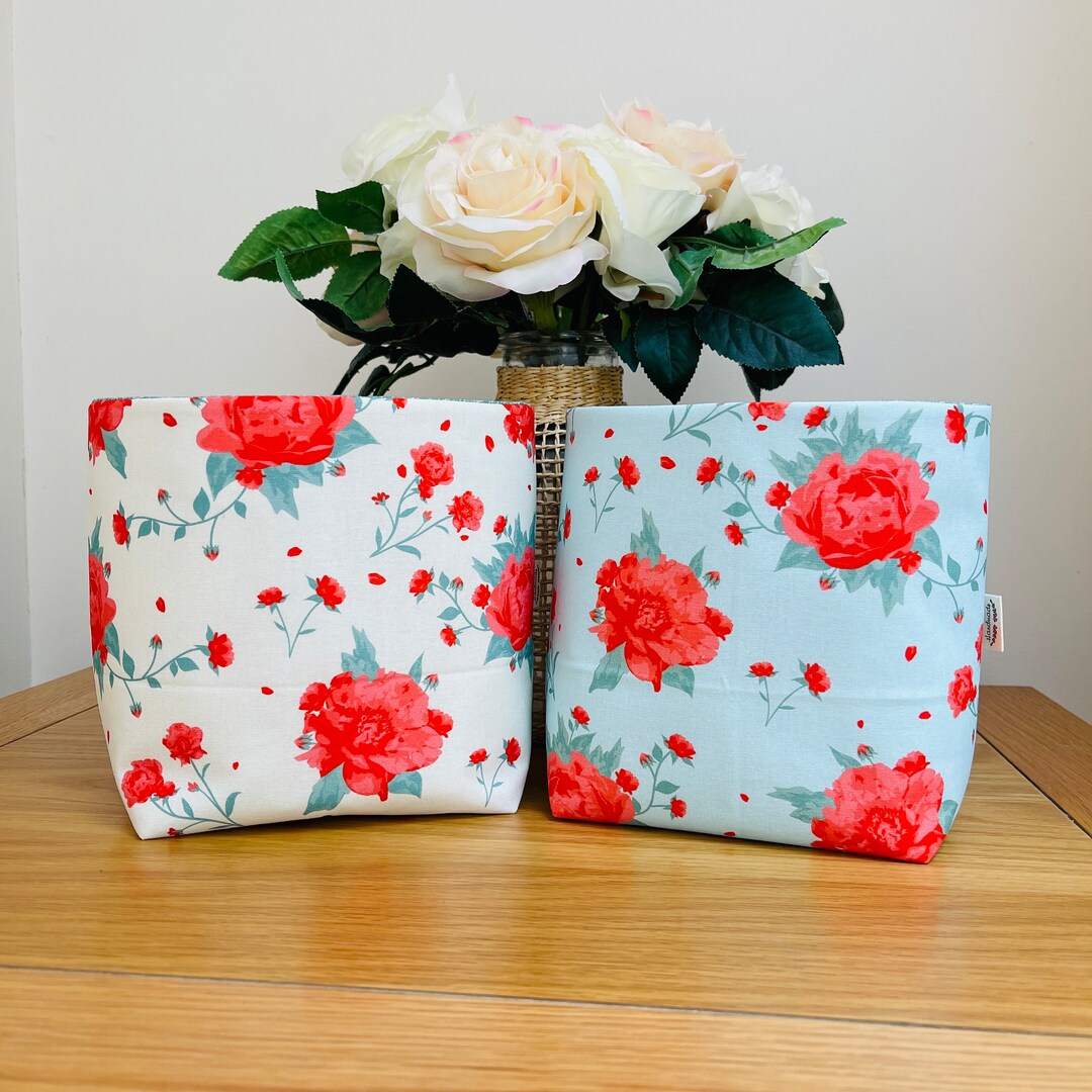 Pretty Floral Fabric Storage Basket, Pretty Storage Basket, Home Gift ...