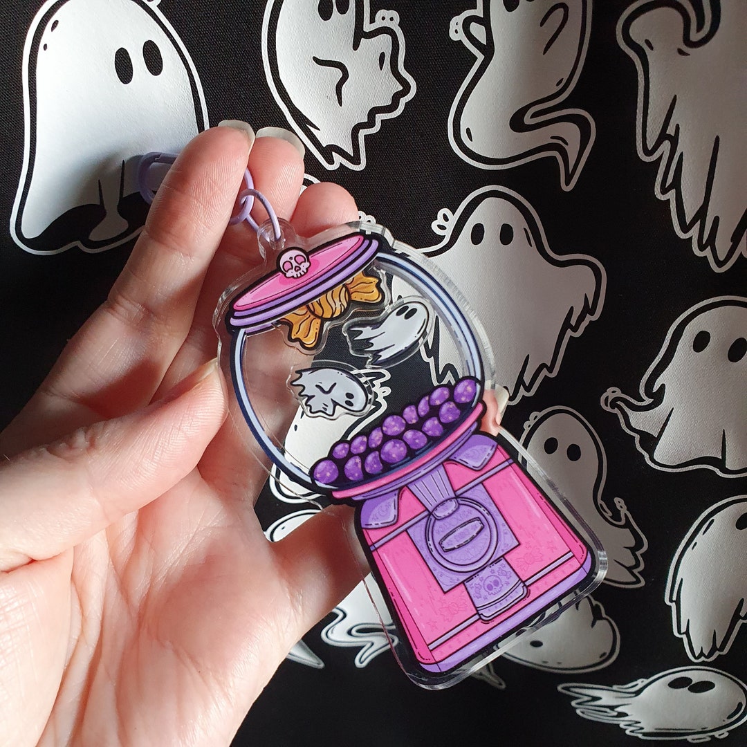 Cute Ghost Gumball Machine Shaker Keychain Acrylic Double - Etsy