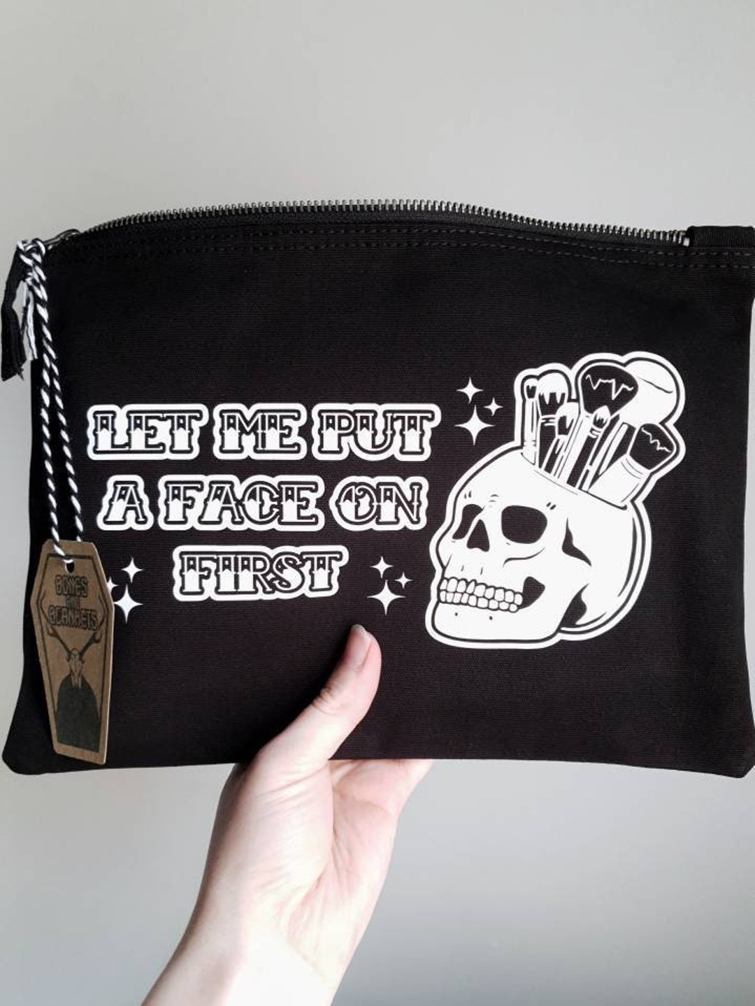 Let Me Put a Face on First, Skull Makeup Bag Gothic Metal Glamour Ghoul ...