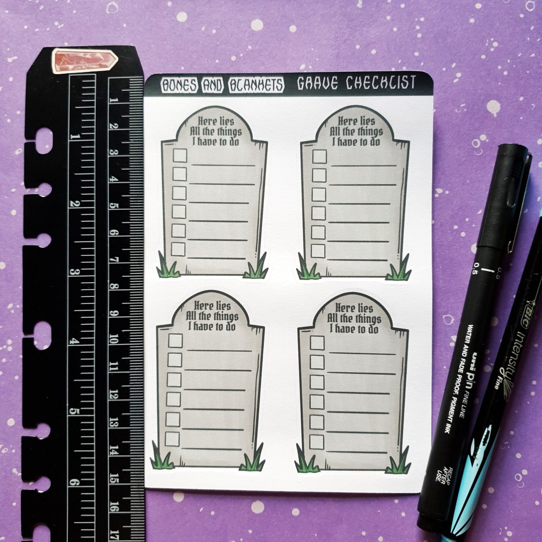 Grave Checklist Boxes Planner Sticker Sheet Graveyard Spooky Horror ...