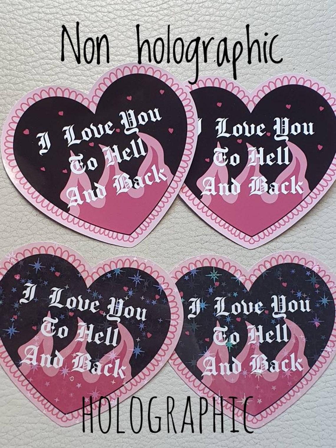 Holographic I Love You to Hell and Back Sparkly Heart Sticker - Etsy UK