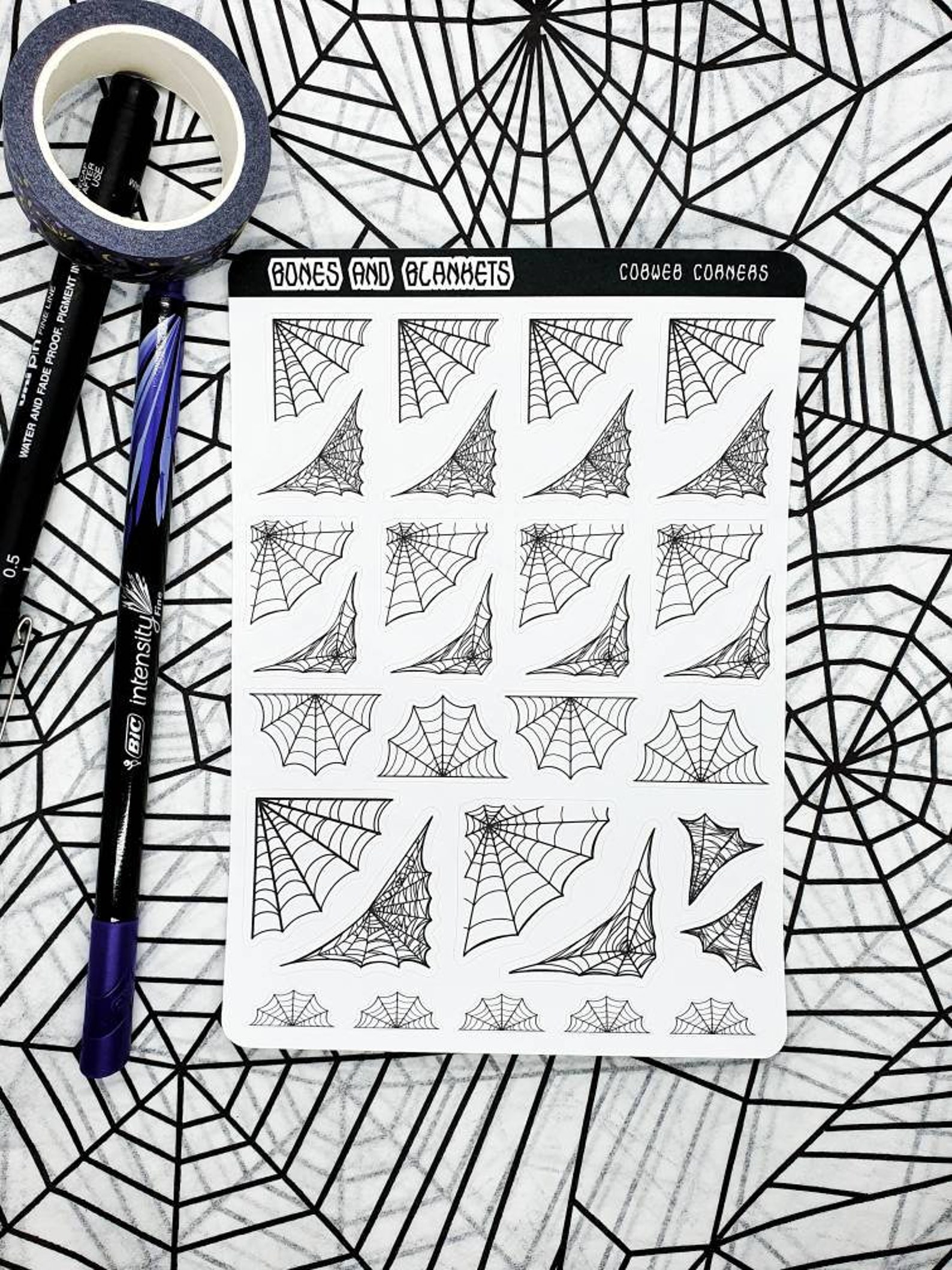Cobweb Corners Planner Stickers Spider Web Stickers Gothic - Etsy UK