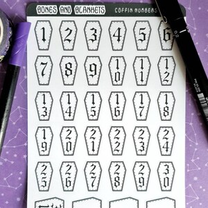 Coffin Numbers Planner Sticker Sheet Decorative Monthly Date - Etsy