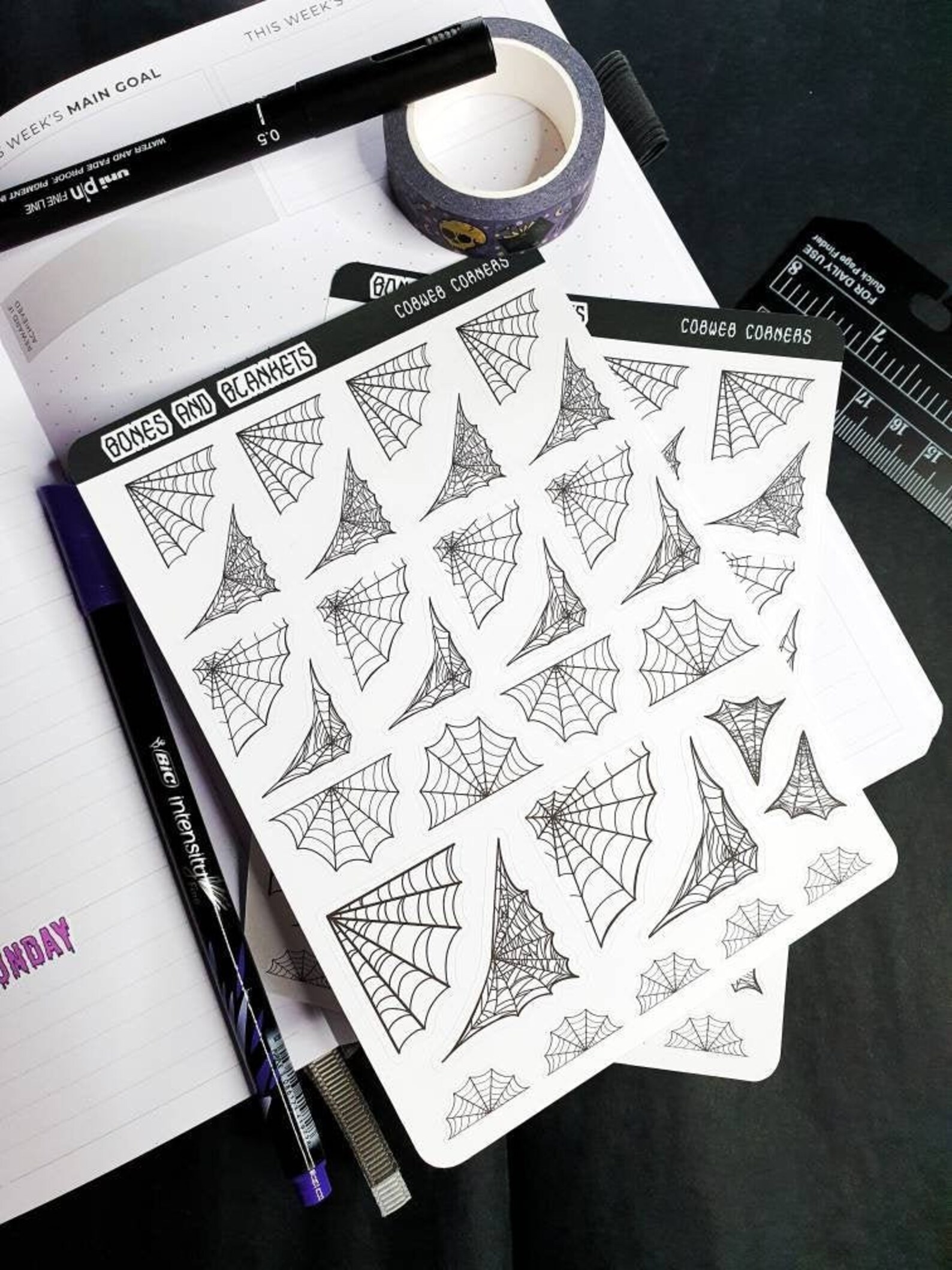Cobweb Corners Planner Stickers Spider Web Stickers Gothic - Etsy UK