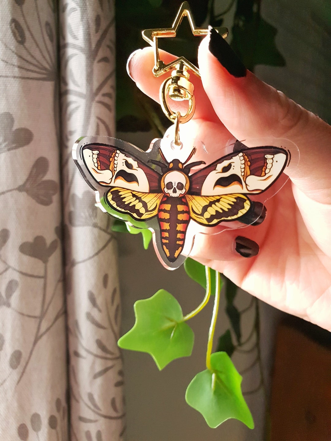 Deaths Head Hawk Moth Keychain | Acrylic Double Sided Charm | Gothic ...