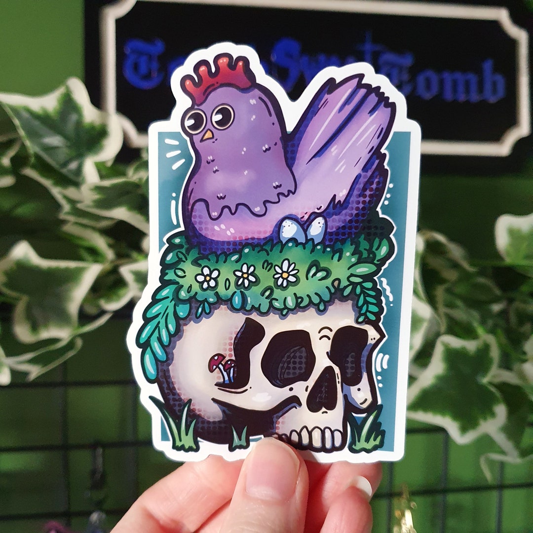 Chicken and Skull Cute Glossy Vinyl Sticker Skulls Laptop - Etsy