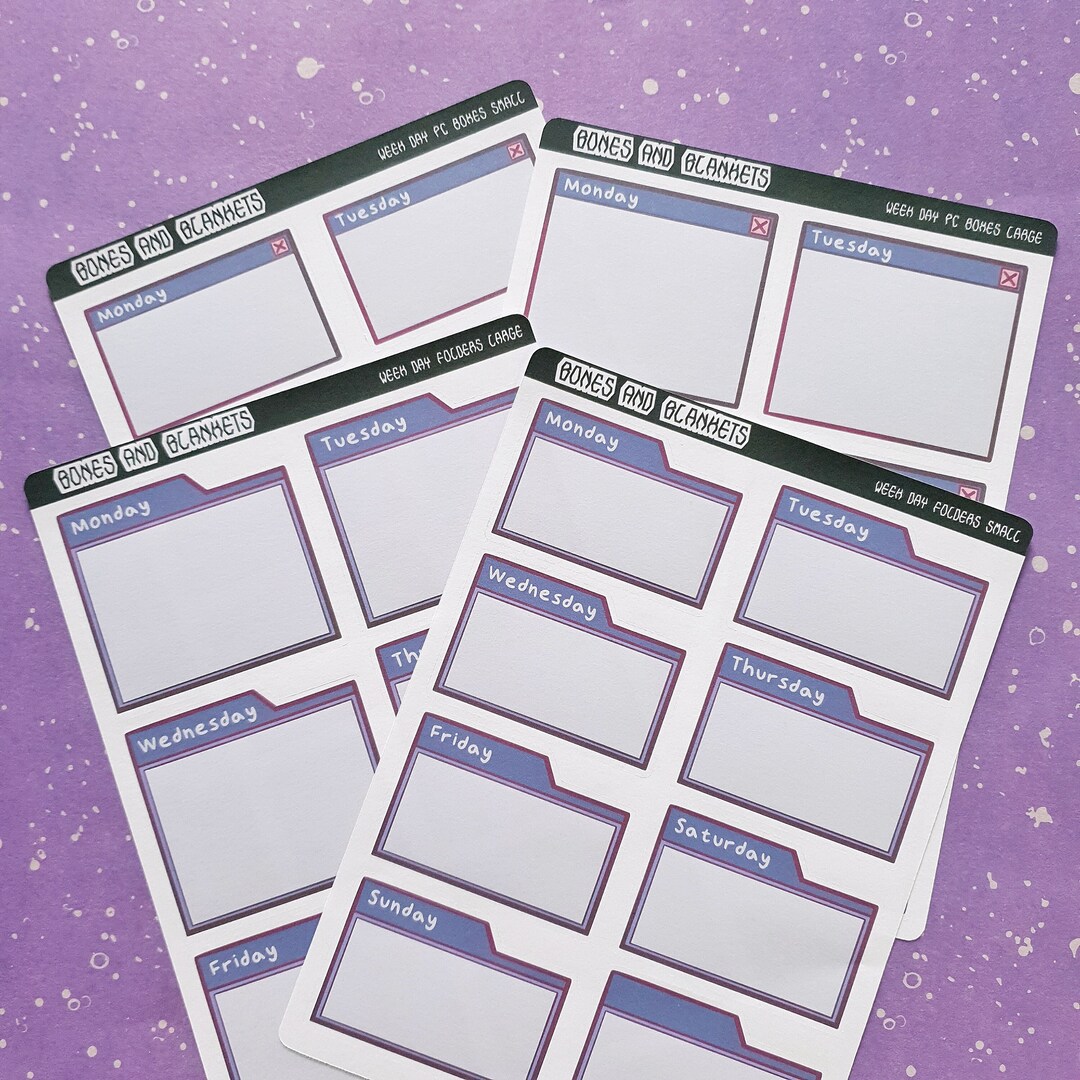 Retro Computer Aesthetic Weekly Boxes Planner Sticker Sheet Decorative ...