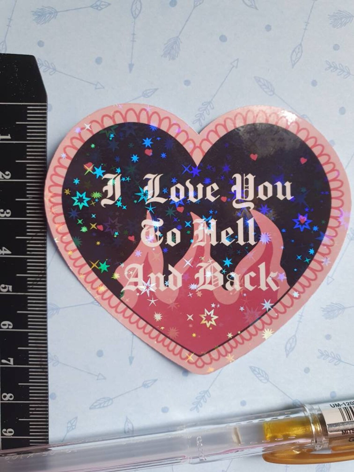Holographic I Love You to Hell and Back Sparkly Heart Sticker - Etsy UK