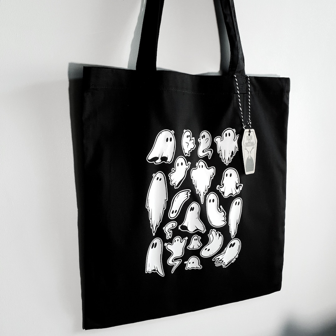 Cute Ghost Tote Bag Spooky Cute Halloween Tote Black Shopping Bag - Etsy