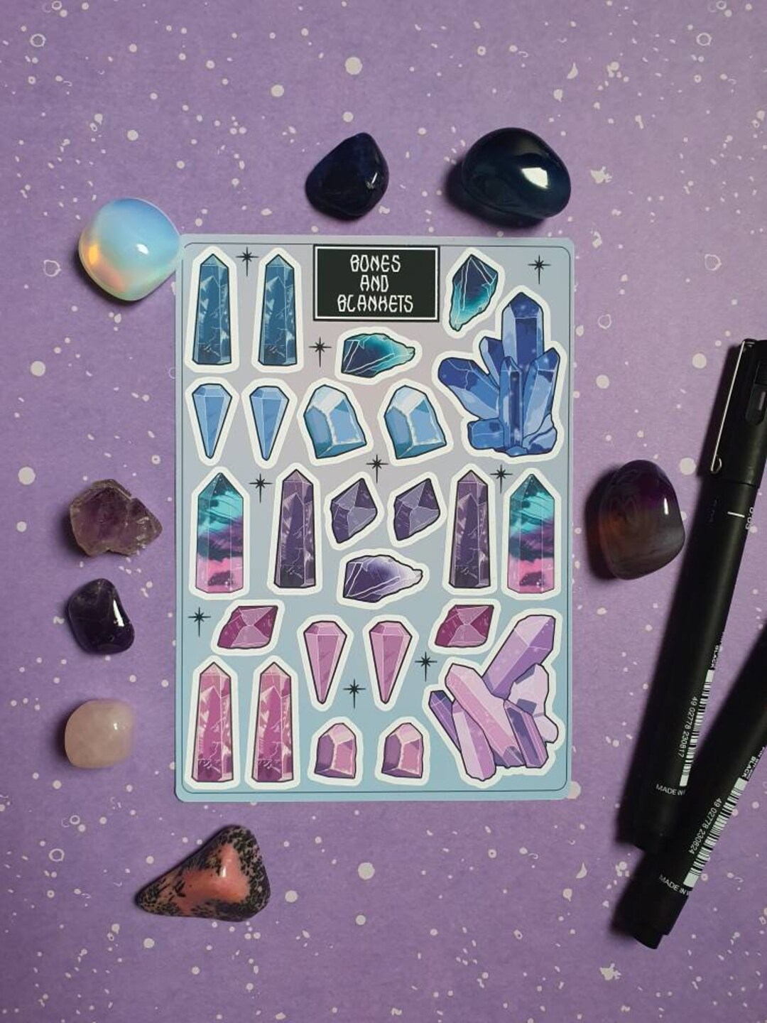 Crystal Sticker Sheet Witchy, Gemstone Magical Vinyl Stickers Laptop ...