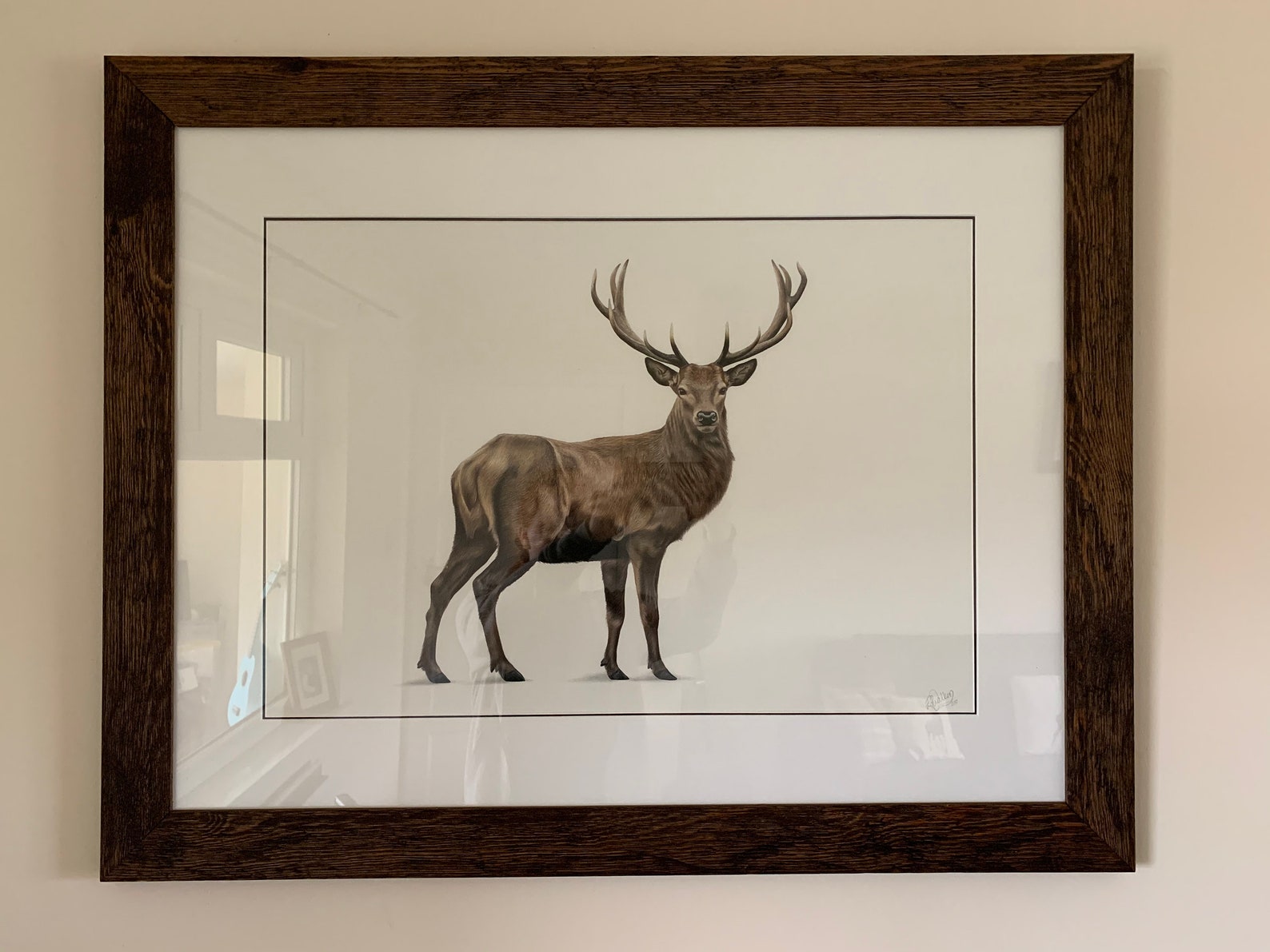 Red STAG Mounted ART PRINT, Stag Print, Deer Art Print, Stag Drawing ...