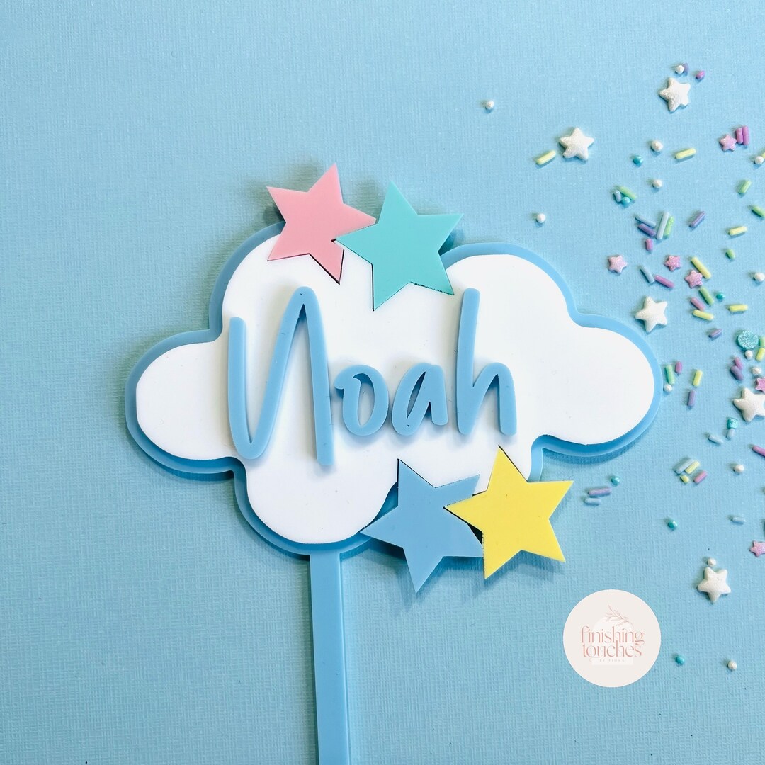 Cloud and Stars Acrylic Cake Topper Birthday Cake Topper - Etsy