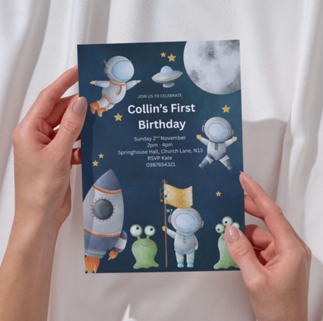 Space Themed Invitation Template | Customize Your Canva Invite Template ...