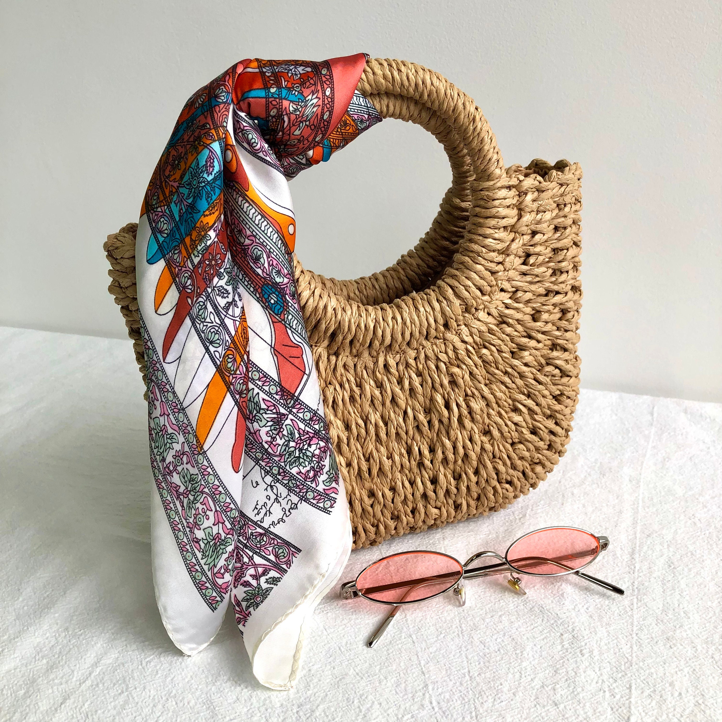 Women's Scarf, Silk Feel Square Scarf, Summer Bandana, Bridal Shower ...